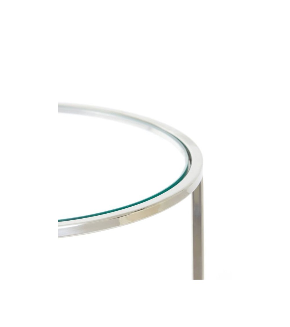 Table d'appoint DUARTE : Élégance et design en nickel et verre