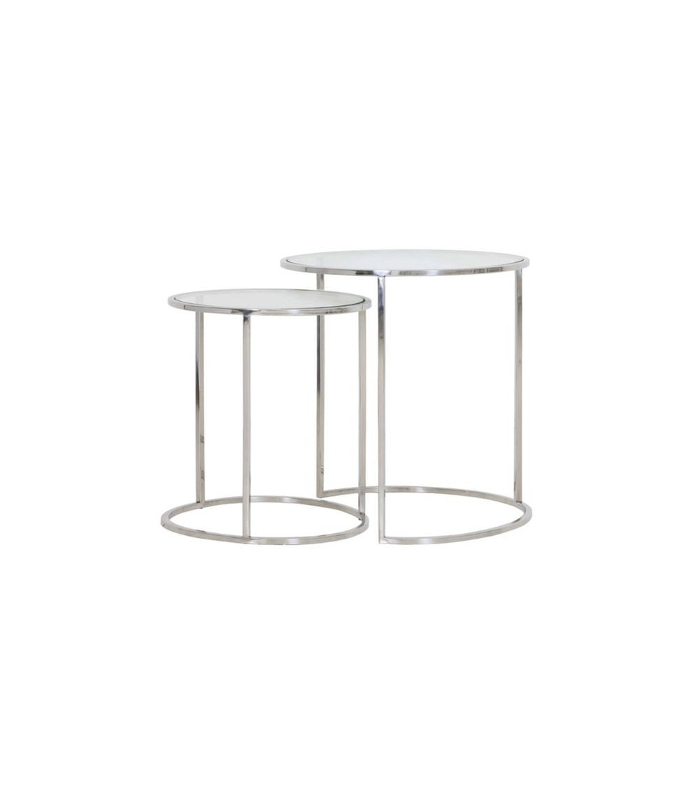 Table d'appoint DUARTE : Élégance et design en nickel et verre