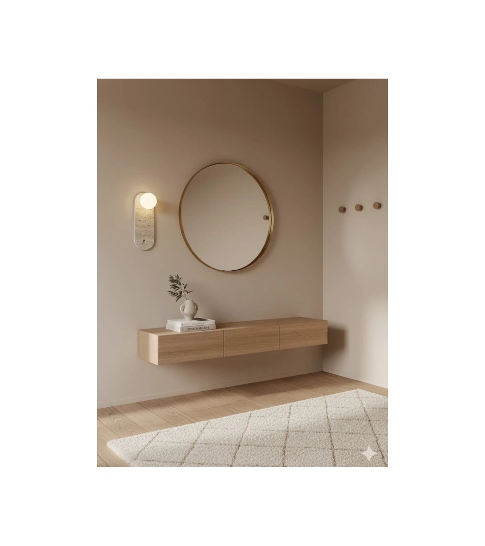 Applique Elya travertin et verre sablé – Luminaire mural