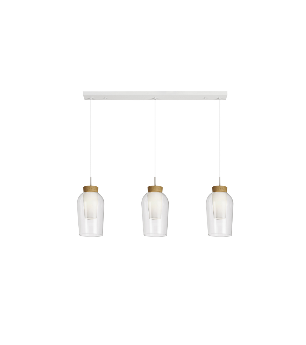 Suspension NORA 3 lumières – Luminaire bois et blanc | Lumiland